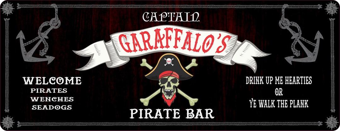 Personalized Custom Pirate Bar Sign With Skull and Crossbones - Etsy