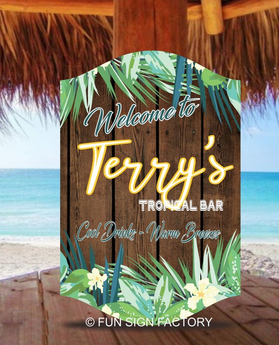 Custom Beach Bar Sign Beach Bar Décor Tropical Trees Sign - Etsy