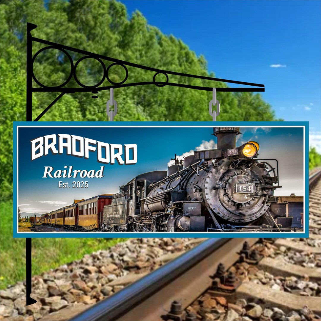 Personalized Railroad Sign - Custom Train Wall Art - Vintage Locomotive ...