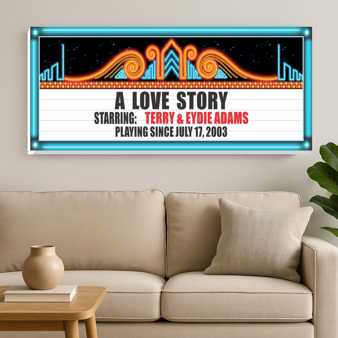 Personalized Marquee Love Story Sign: Custom Movie Theme Decor for ...