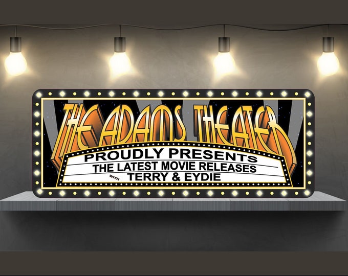Custom Metal Home Theater Marquee Sign Personalized Name Sign Art Deco ...