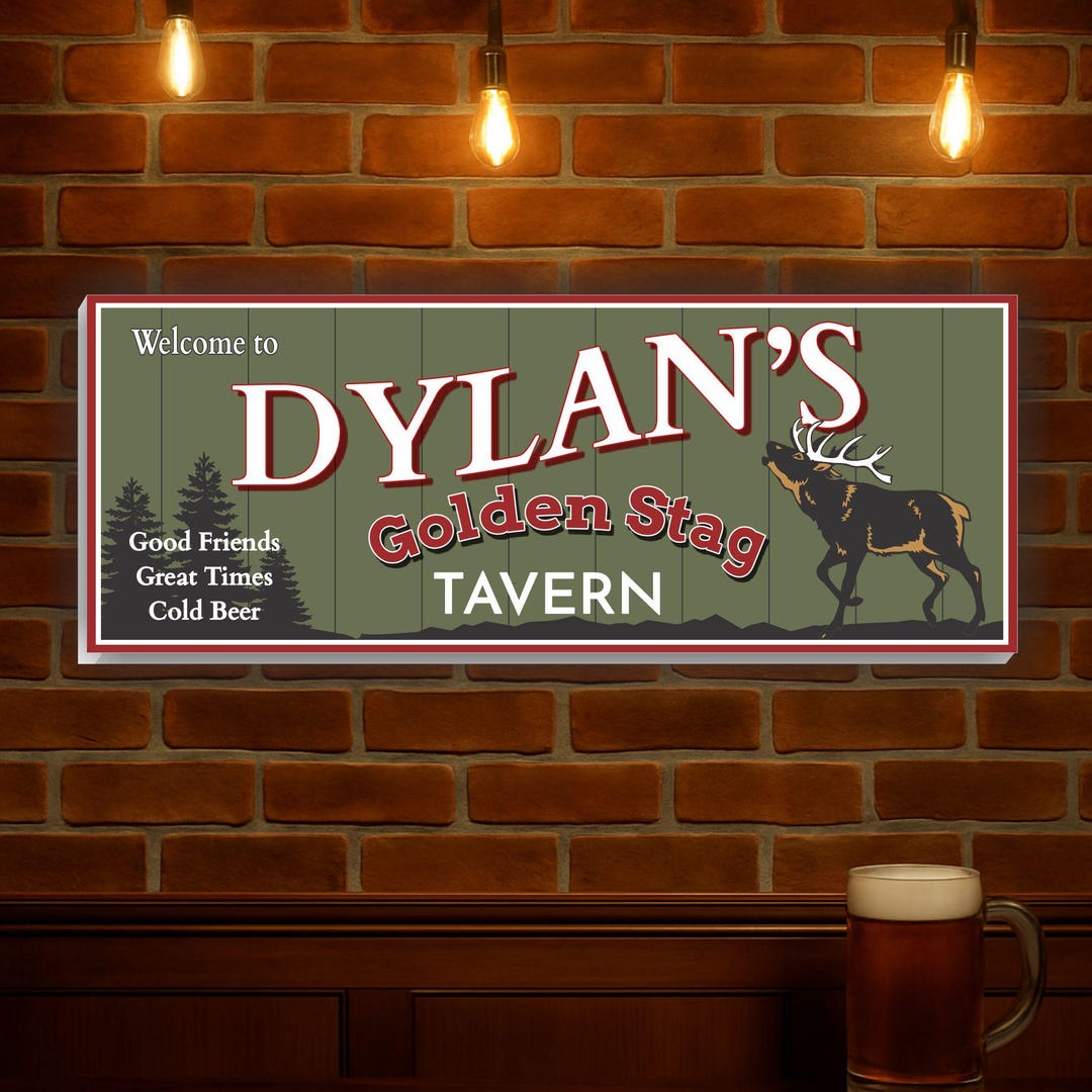 Personalized Elk Tavern Sign: Rustic Bar Decor, Lodge Wall Art - Etsy