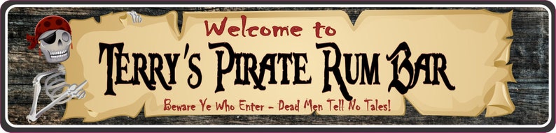 Personalized Pirate Rum Bar Sign: Aluminum Home Bar Decor (24"x6") - Etsy