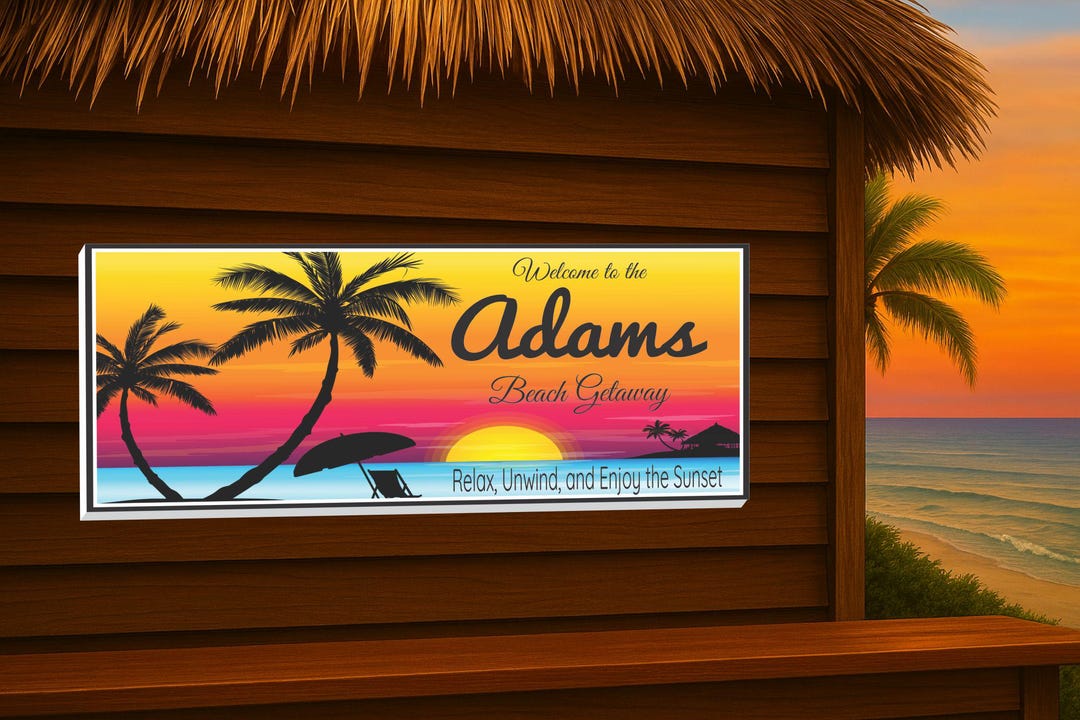 Personalized Sunset Beach Sign: Tropical Coastal Home Decor - Etsy
