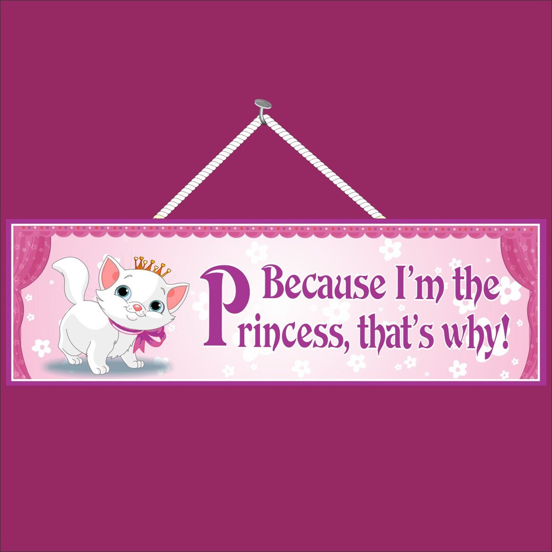 Pink Princess Kitten Funny Sign With Curtains, Girls Room Décor, Pink ...