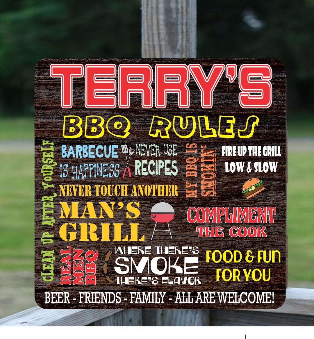 Personalized BBQ Rules Sign | BBQ Grill Sign | Outdoor Kitchen Décor ...
