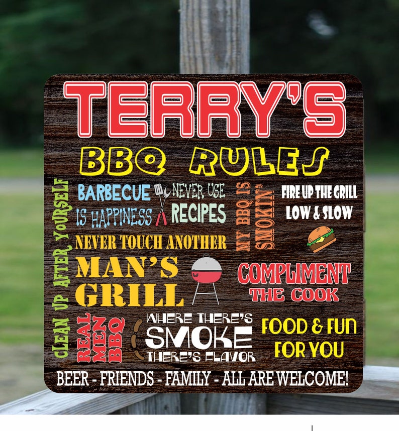 Personalized BBQ Rules Sign BBQ Grill Sign Outdoor Kitchen - Etsy