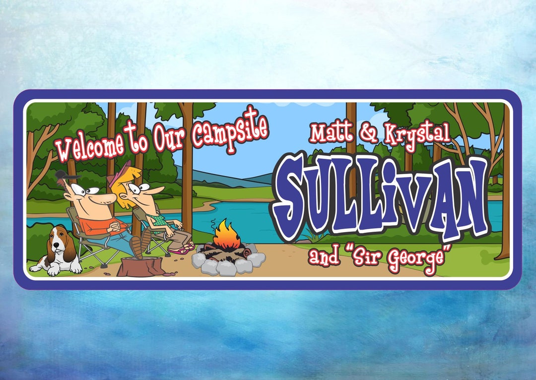 Personalized Campsite Welcome Sign - Happy Campers - Custom Family Name ...