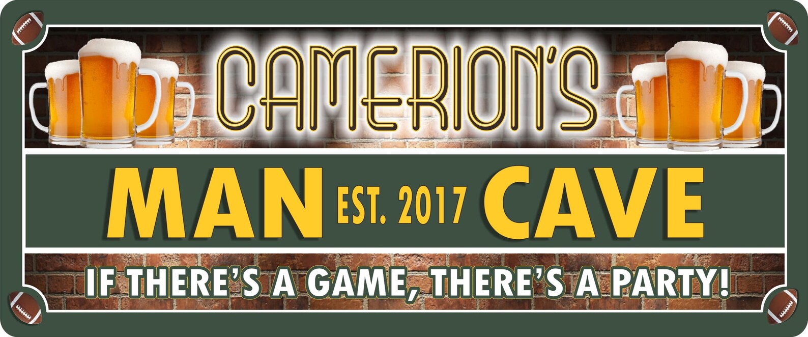 Man Cave Pub & Bar Signs Personalized Beer Mugs Game Party - Etsy