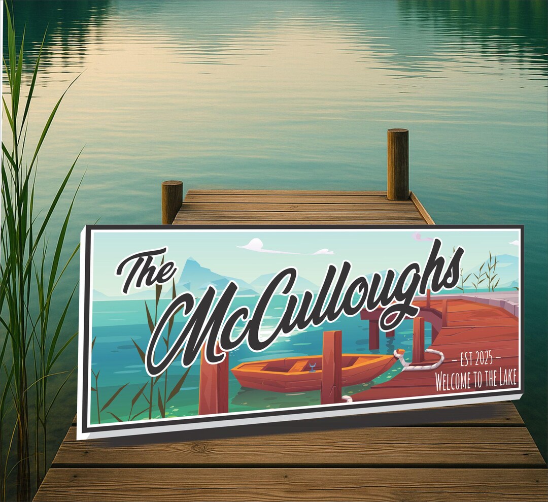 Personalized Lake Dock Sign – Custom Pier Welcome Wall Art, Illustrated ...