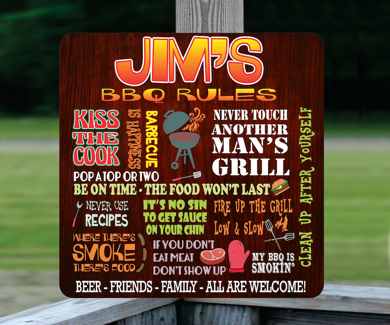 Custom Personalized BBQ Rules Sign With Funny Phrases - Etsy