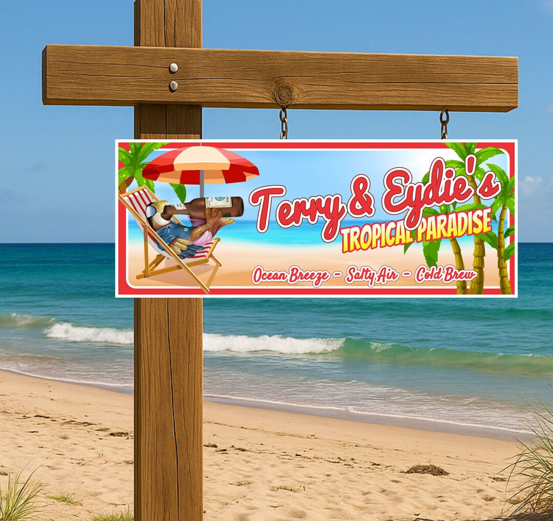 Personalized Tropical Bar Sign: Funny Beach Parrot Decor - Etsy