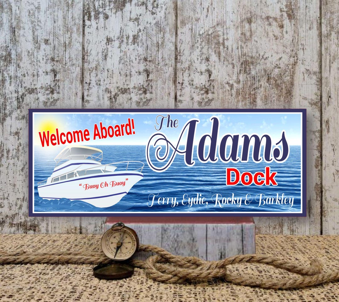 Personalized Dock Sign – Welcome Aboard Nautical Wall Decor, Custom ...