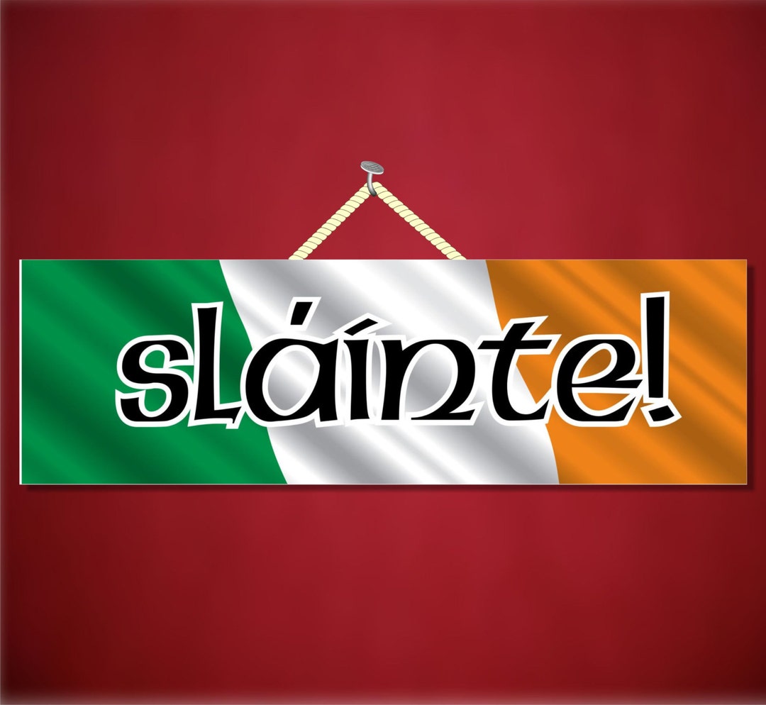 Irish Sláinte Bar Sign: Gaelic Ireland Flag Decor - Etsy