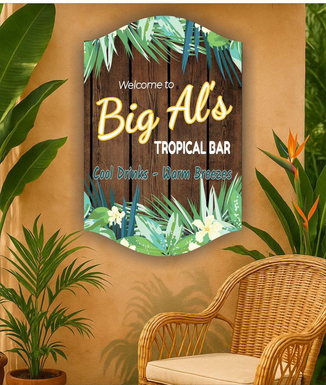Personalized Tropical Bar Sign – Custom Tiki Bar Wall Art With Name and ...