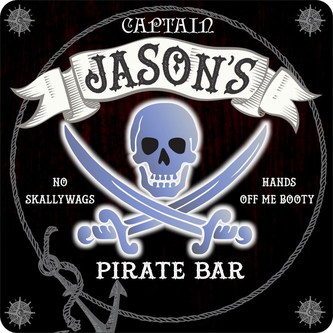 Personalized Custom Sign Pirate Home Bar Sign | Skull and Crossbones ...