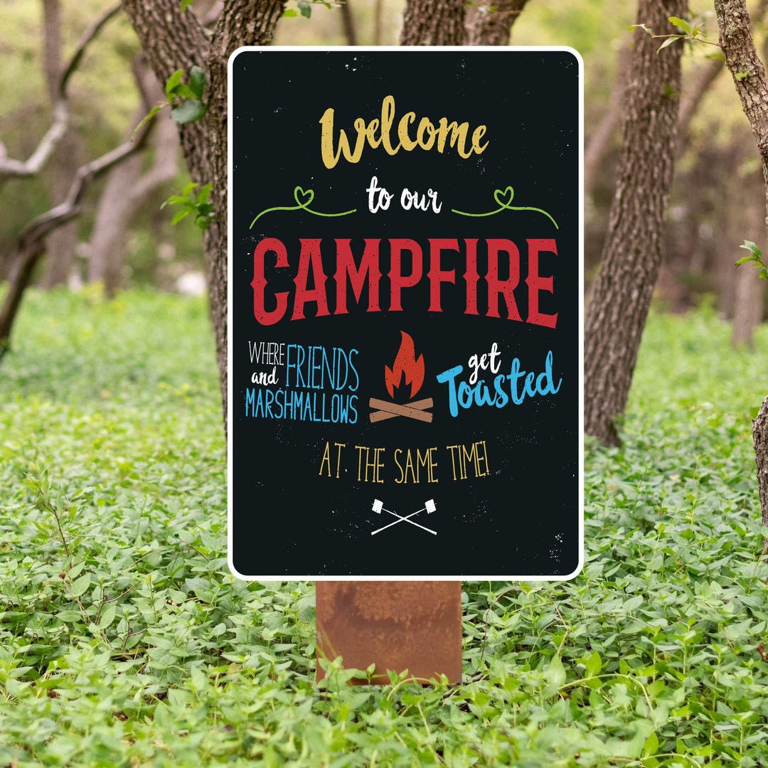 Welcome to Our Campfire Sign: Funny Marshmallow Decor (12x18 Aluminum ...
