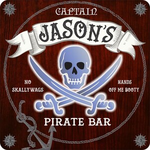 Personalized Custom Sign Pirate Home Bar Sign | Skull and Crossbones ...