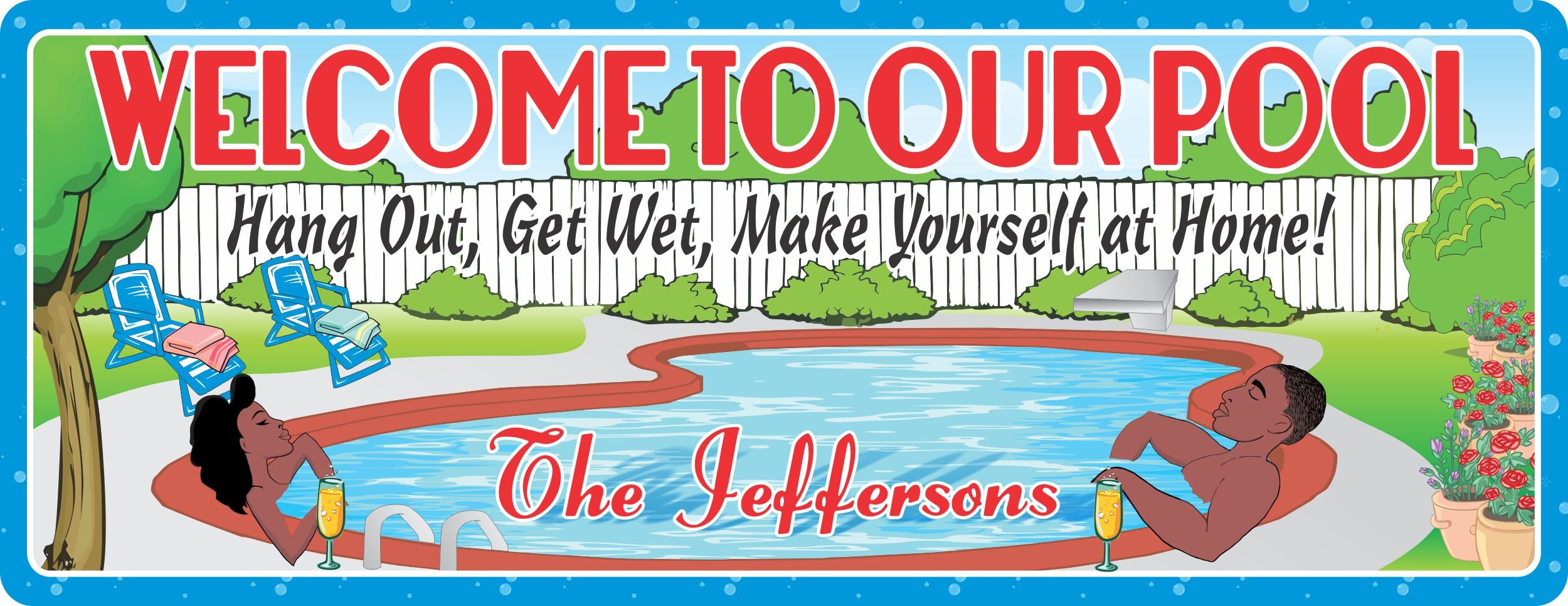 Welcome to Our Pool Hang Out Get Wet Personalized Sign With | Etsy