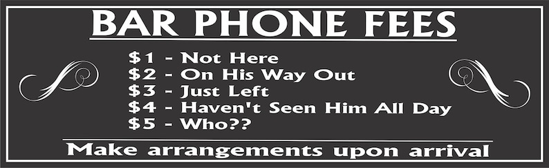 Funny Bar Phone Fees Sign – Vintage Style Pub Decor - Etsy
