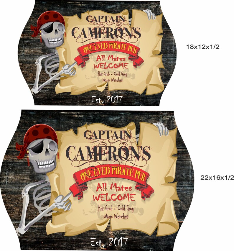 One Eyed Pirate Pub Custom Welcome Sign with Skeleton and | Etsy