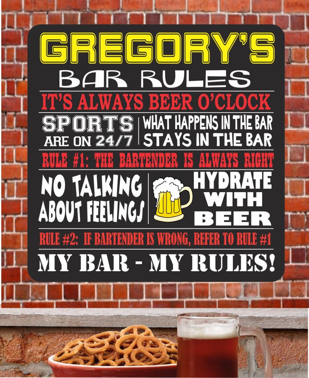 Custom Bar Rules Sign | Bar Pub Shed Sign | Man Cave Rules Sign | Funny ...