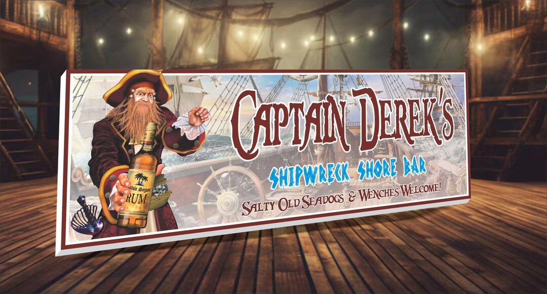 Personalized Pirate Bar Sign: Funny Rum Captain, Shipwreck Decor - Etsy