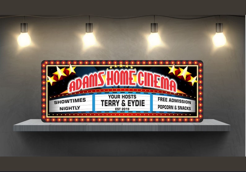 Personalized Cinema Wall Art Movie Marquee Home Theater Sign Etsy