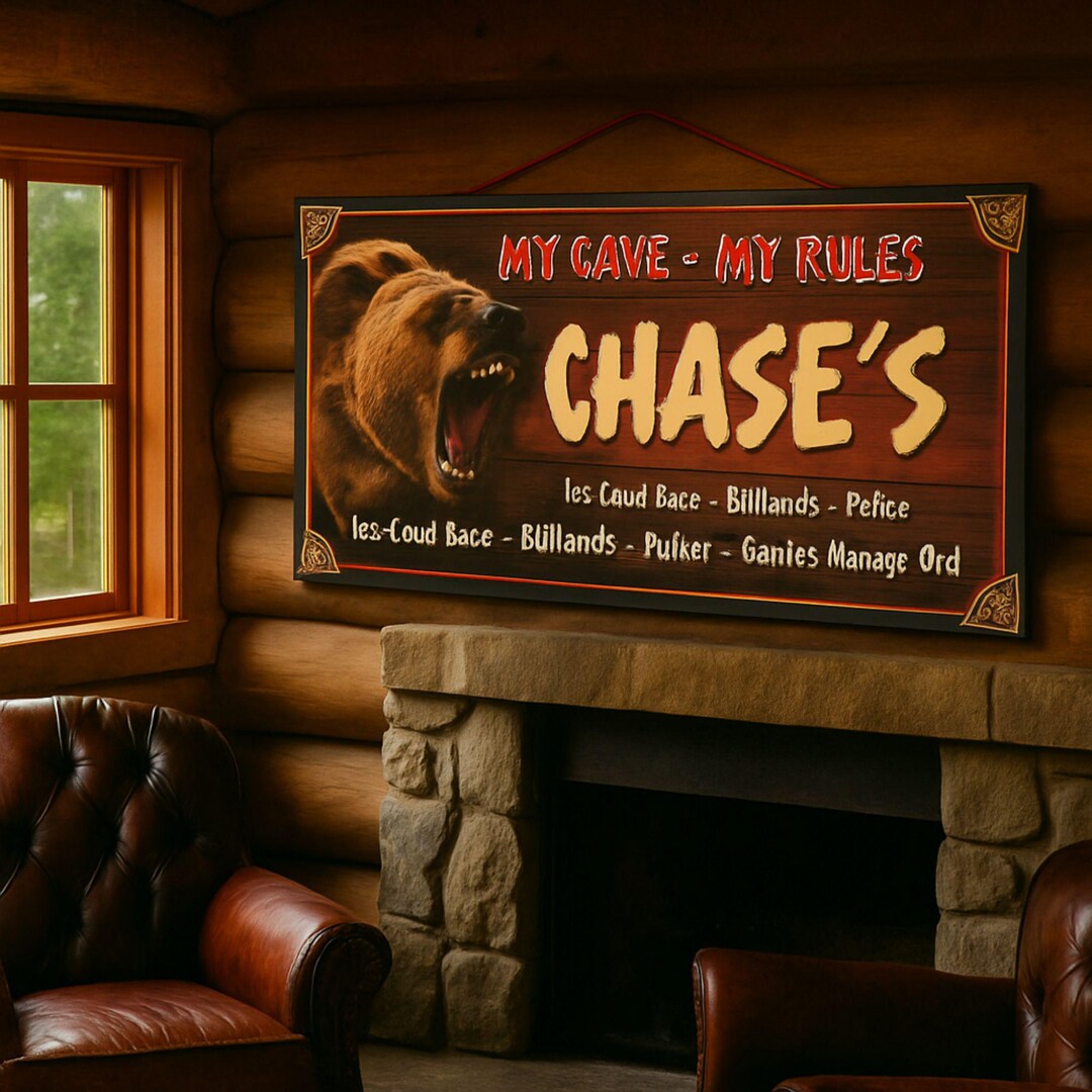 Personalized Man Cave Sign – Rustic Bear Home Bar Decor - Etsy