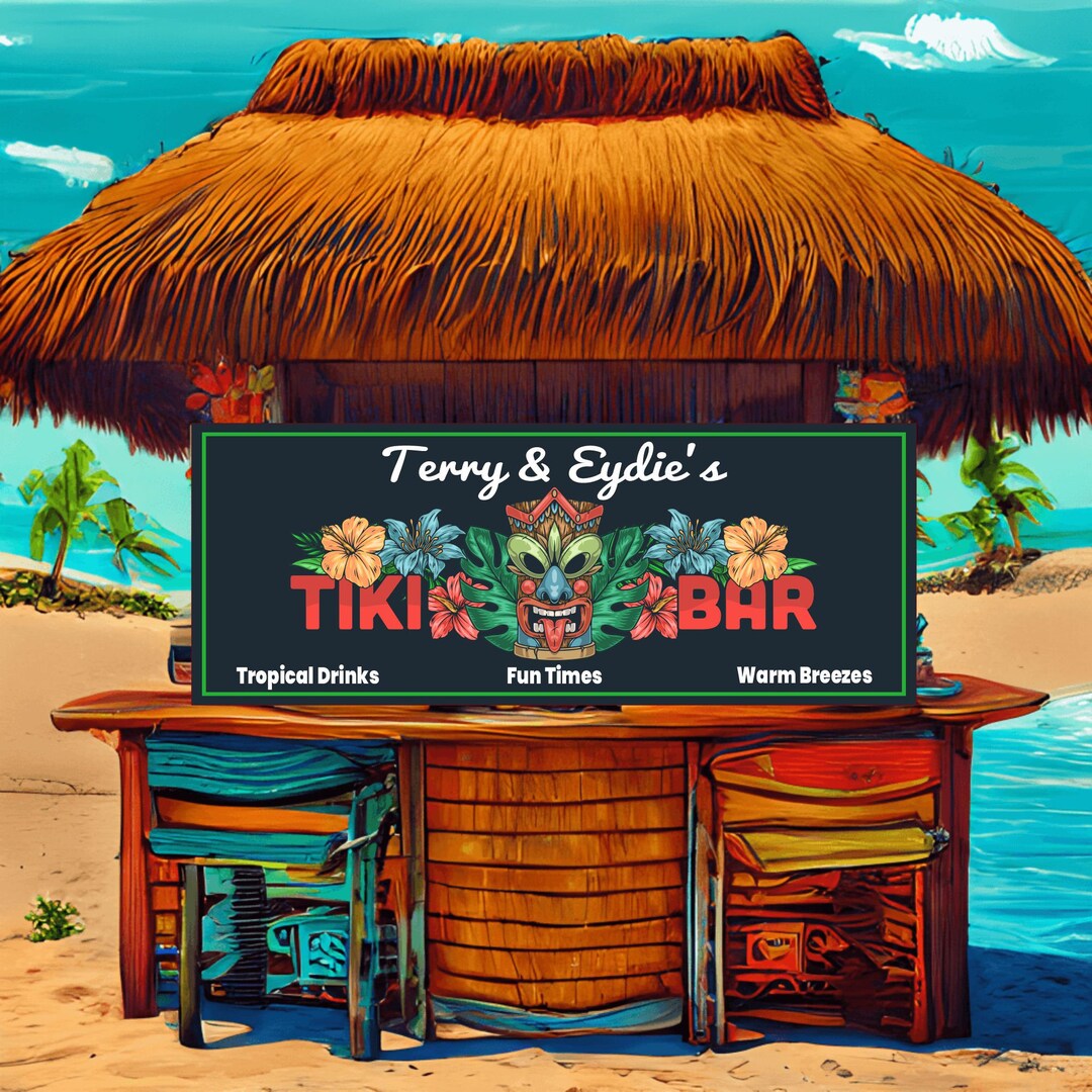 Personalized Tiki Bar Sign - Tropical Wall Decor (4 Sizes) - Etsy