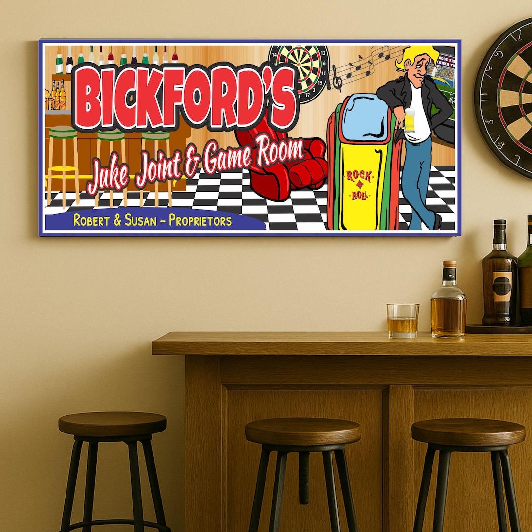 Personalized Juke Joint Sign – Custom Game Room Wall Art With Retro ...
