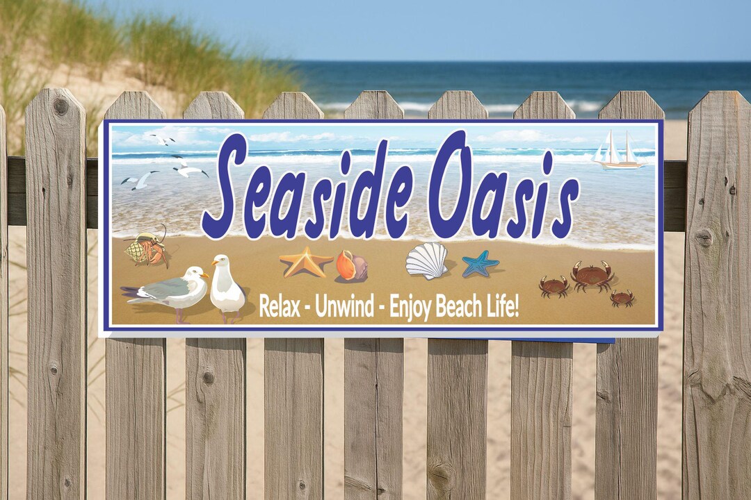 Personalized Beach Sign – Coastal Wall Art for Porch or Patio, Relaxing ...
