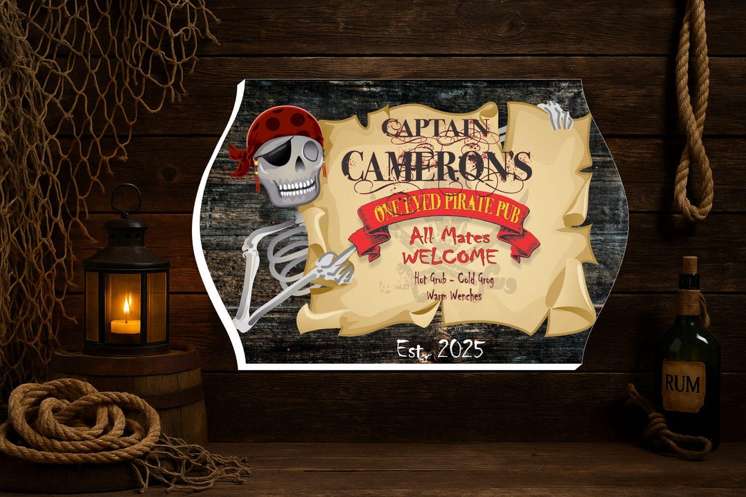 Personalized Pirate Bar Sign – Custom Nautical Tavern Decor for Home ...