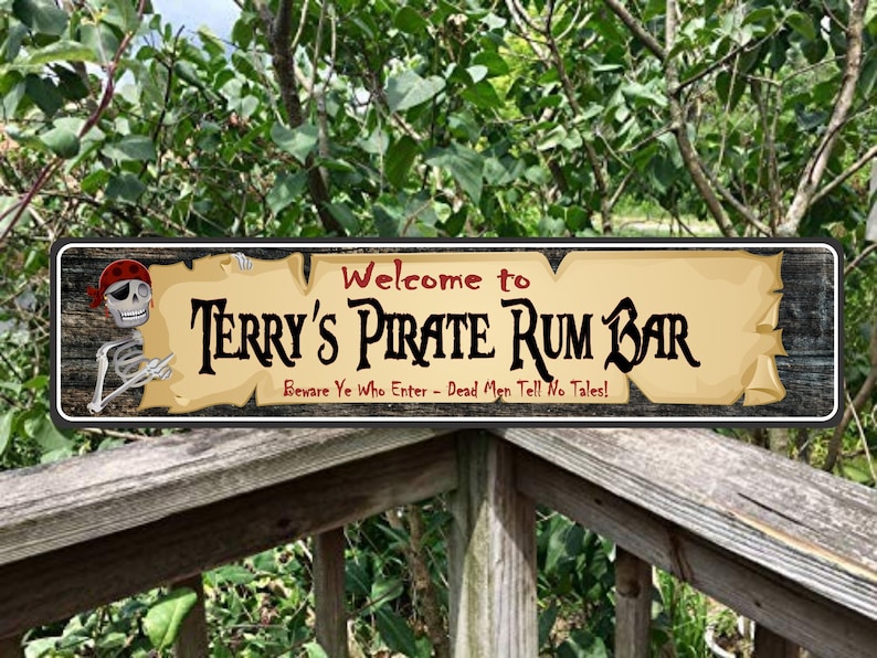 Personalized Pirate Rum Bar Sign: Aluminum Home Bar Decor (24"x6") - Etsy
