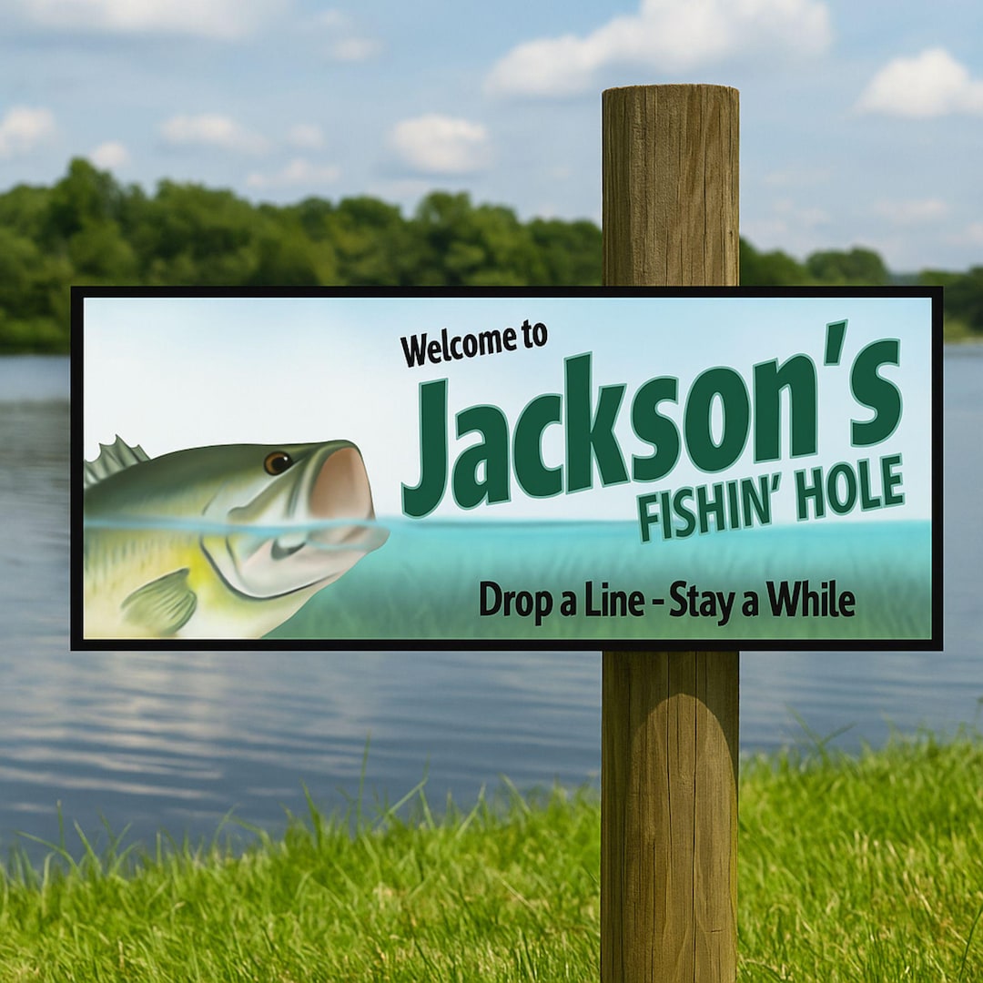 Personalized Fishin' Hole Sign – Lake Cabin, Dock Decor - Etsy