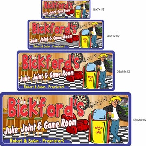 Juke Joint and Game Room Personalized Sign With Jukebox and Bar, Custom ...