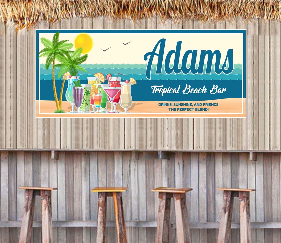 Personalized Tropical Beach Bar Sign – Coastal Summer Patio Decor - Etsy