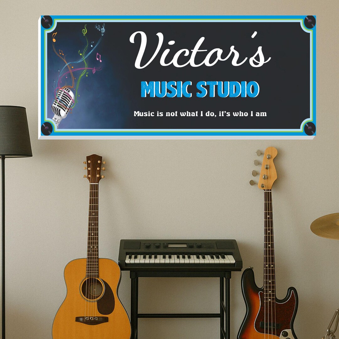 Personalized Music Studio Sign – Custom Wall Art for Musicians, Retro ...