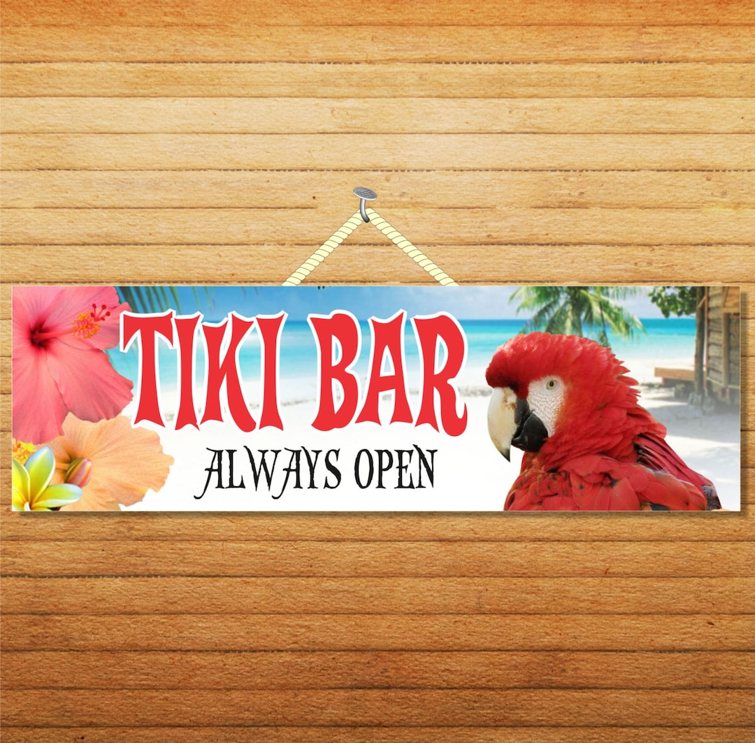 Floral Tiki Bar Sign | Tropical Flowers Bar Sign | Beach Décor Sign ...