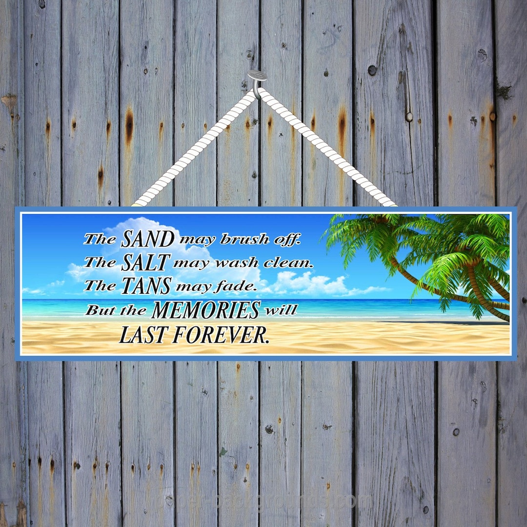 Tropical Beach Inspirational Quote Sign With Blue Sky, Sandy Beach and ...