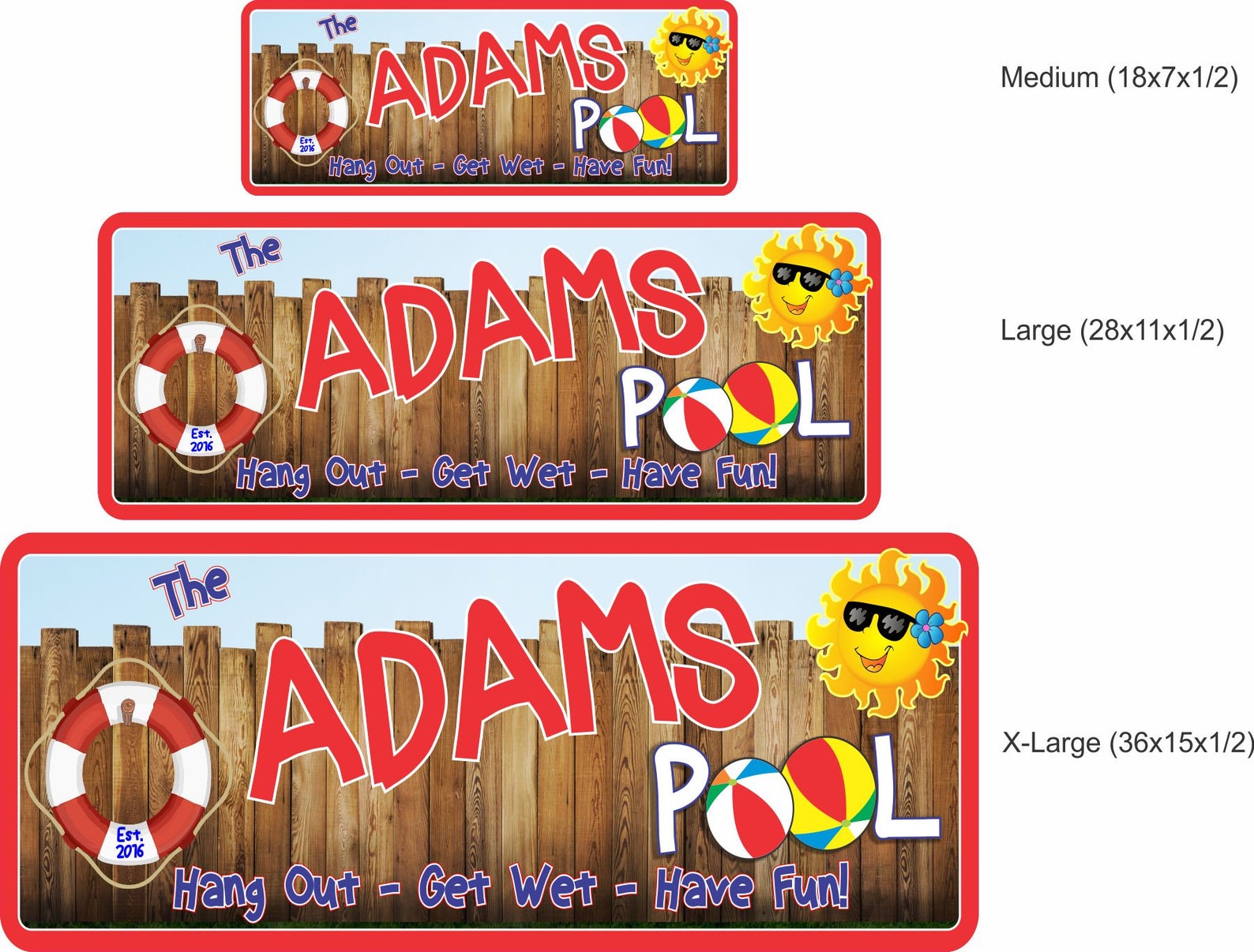 Custom Personalized Swimming Pool Sign With Sun Life - Etsy