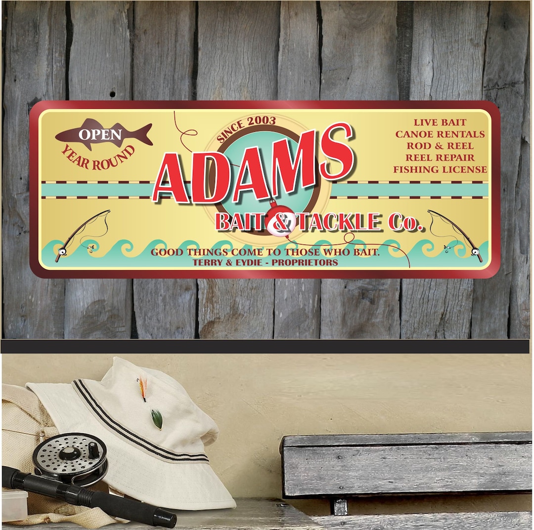 Personalized Bait & Tackle Shop Sign – Rustic Cabin Wall Art - Etsy