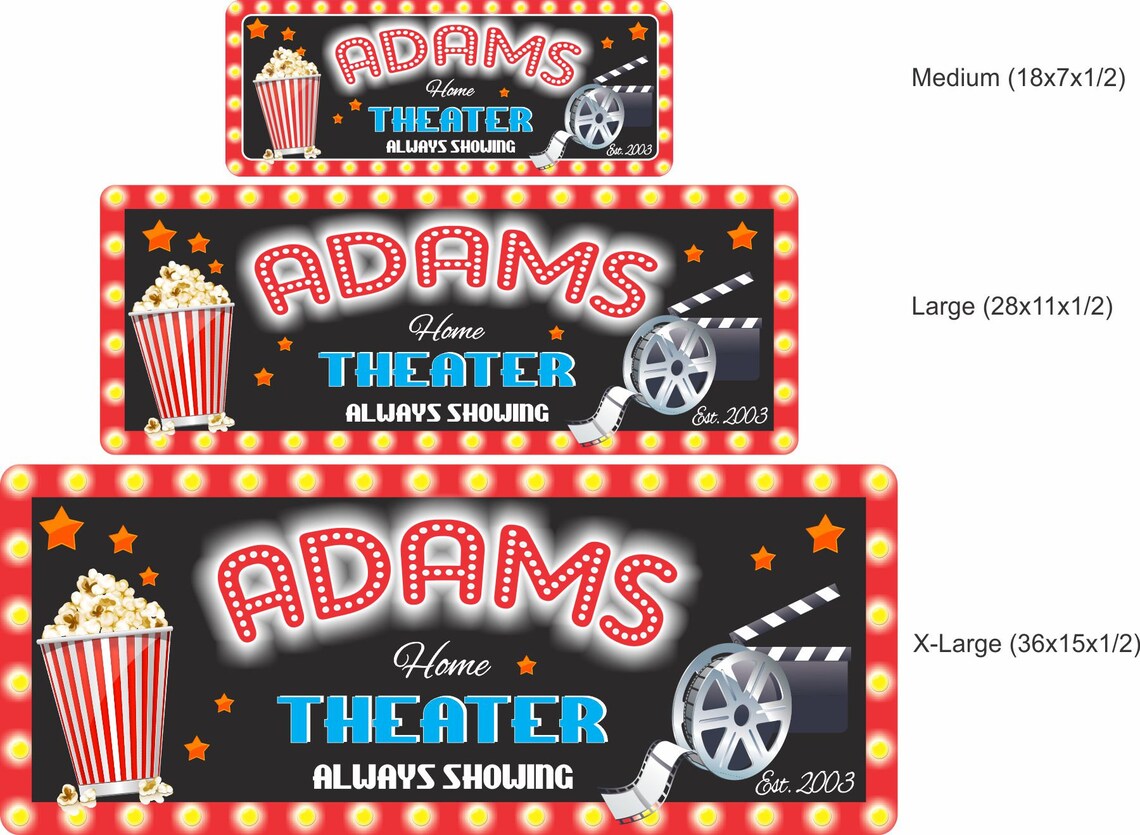 Custom Home Theater Sign Movie Theater Decor Personalized | Etsy