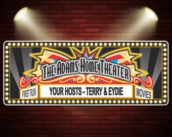 Custom Home Theater Sign Movie Theater Decor Personalized | Etsy