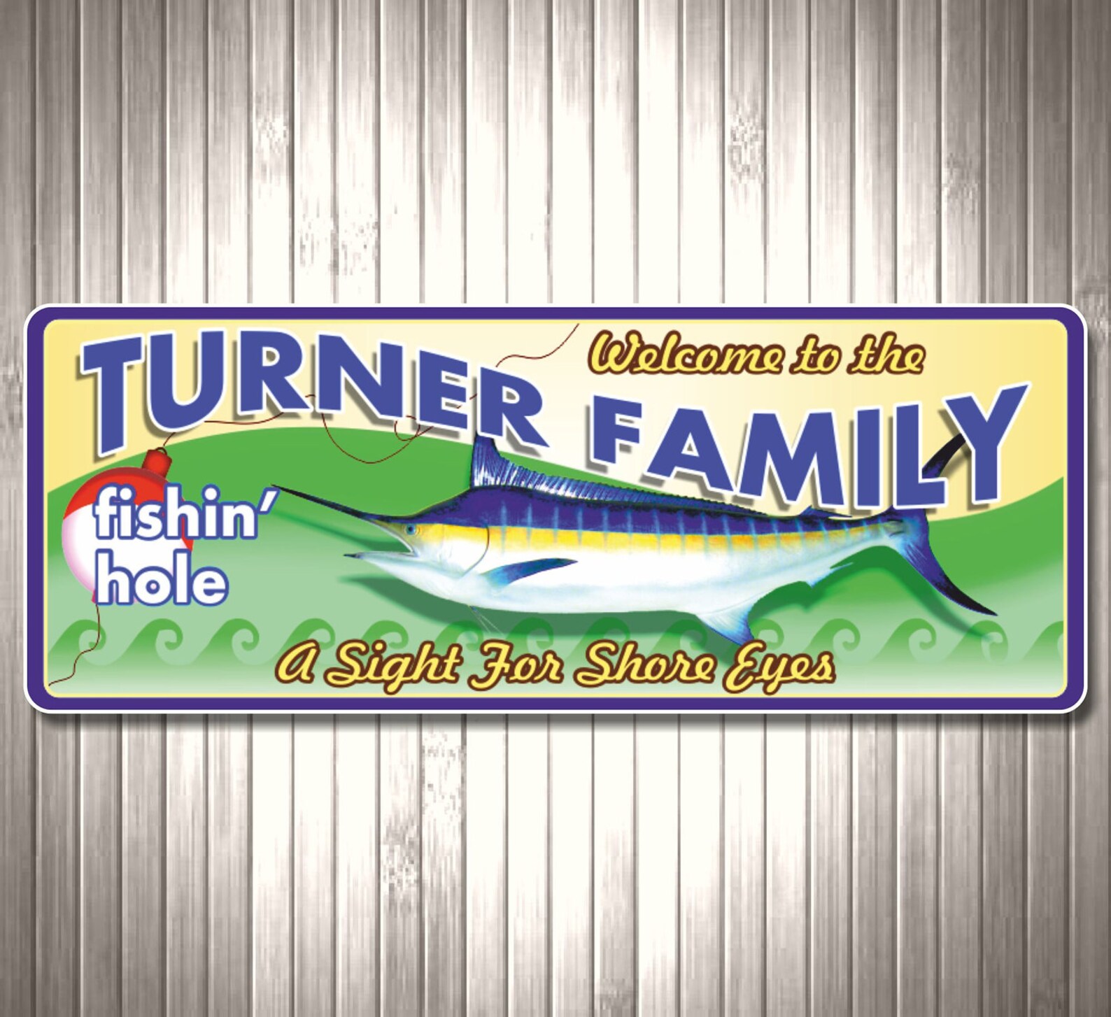 Family Fishin' Hole Personalized Sign with Marlin Custom | Etsy