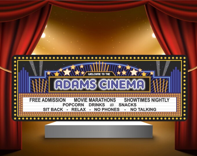 Custom Home Theater Sign Movie Theater Decor Personalized Movie Theatre ...