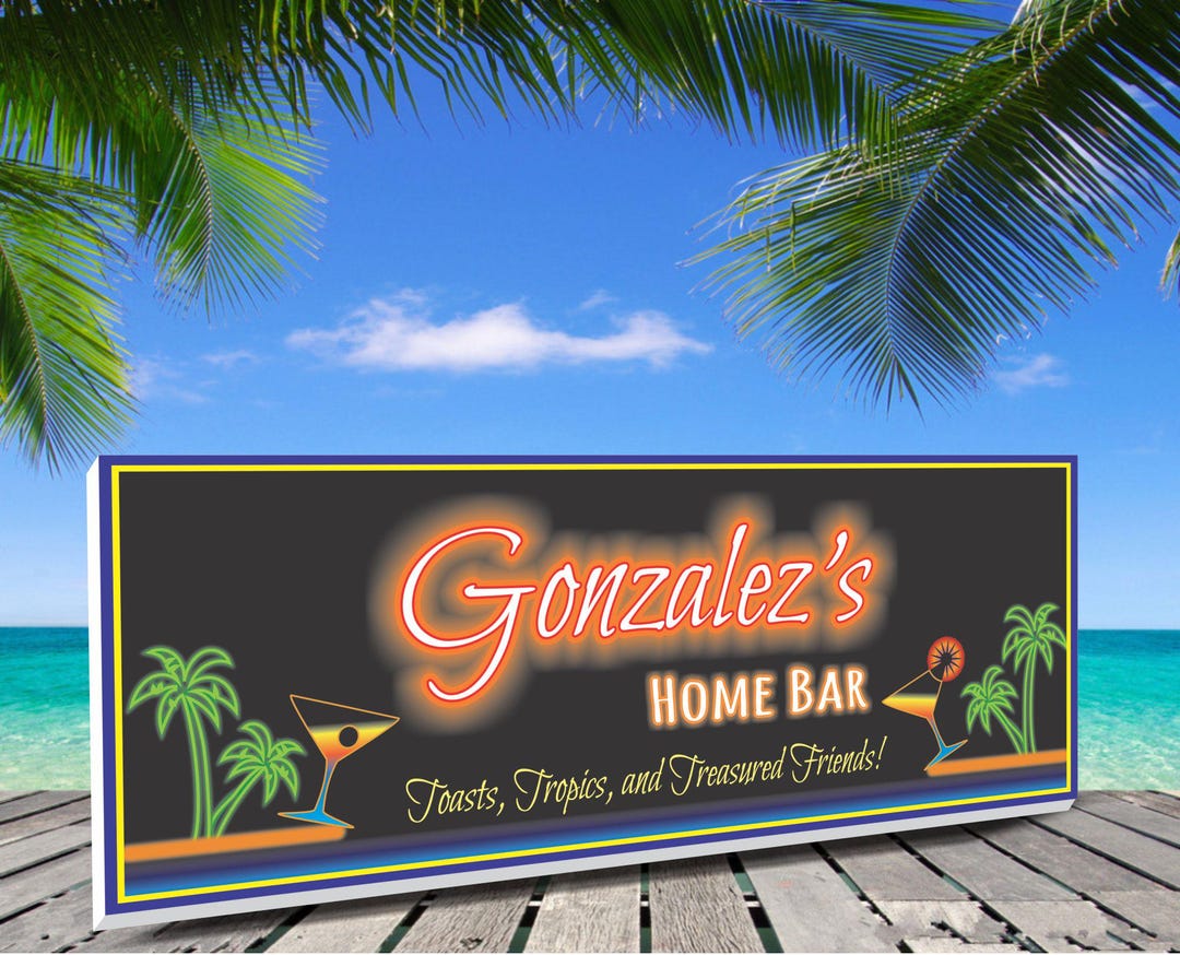Personalized Tropical Bar Sign: Faux Neon Martini Home Decor - Etsy