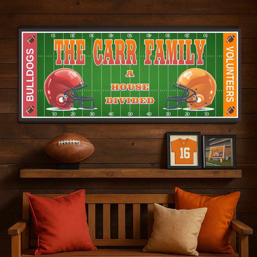 Personalized House Divided Football Sign – Custom Family Name Wall Art ...