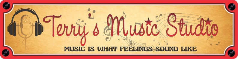 Custom Music Room Sign With Musical Notes Design Music Studio | Etsy