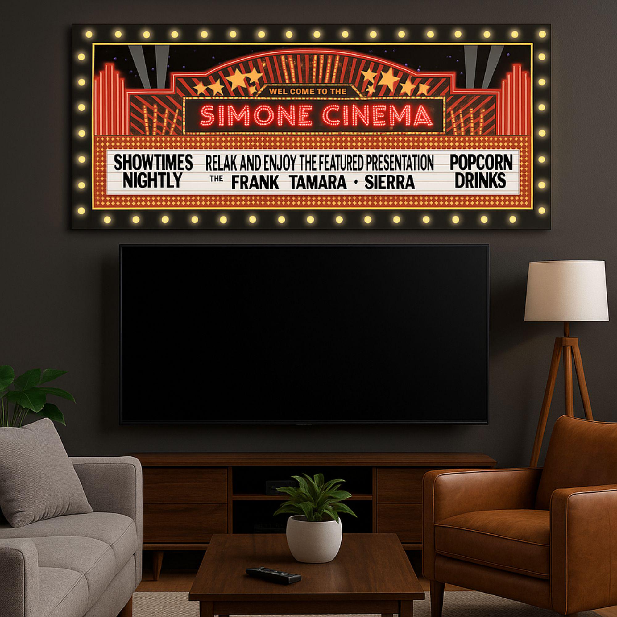 Personalized Home Theater Marquee Sign: Faux Neon Cinema Decor - Etsy